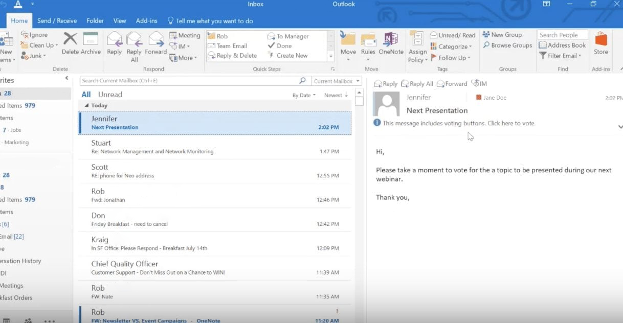 Outlook Voting Buttons